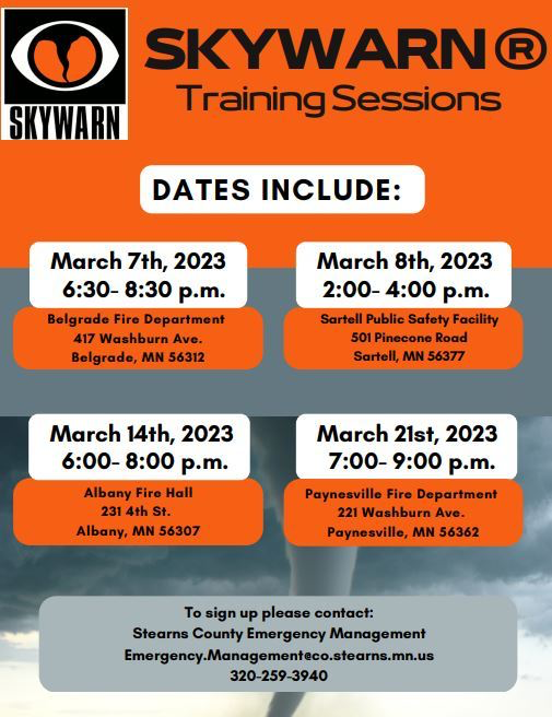 Stearns County Holding Several SKYWARN Training Sessions In March - KVSC 88.1 FM